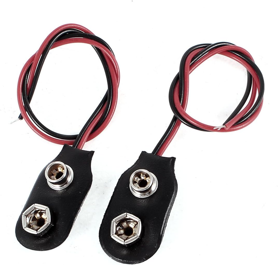 Amazon.com: uxcell 2Pcs 18cm Wire Cable 9V 9 Volt Battery Clip ...