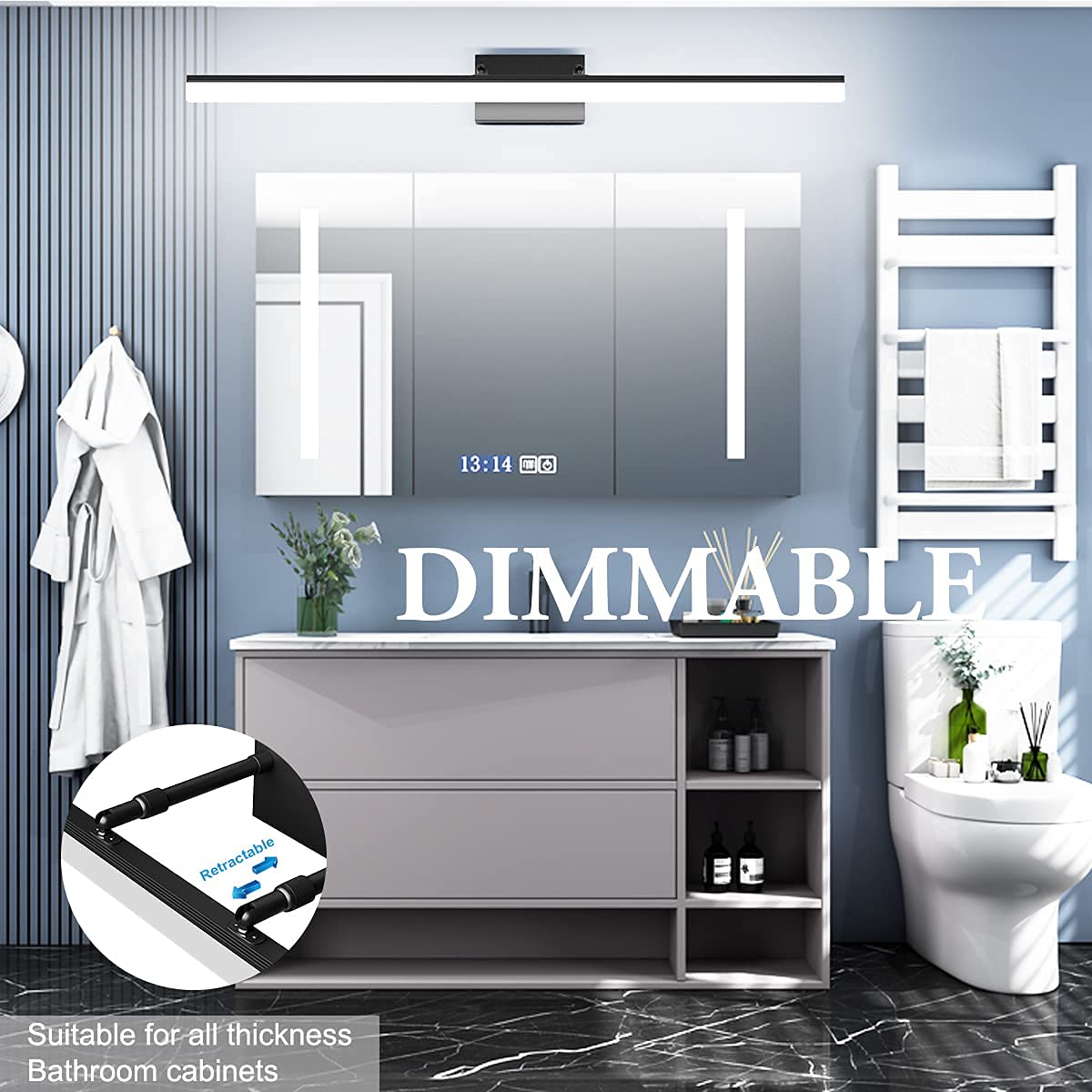 Aipsun 40 inch Dimmable Modern Black LED Vanity Light Adjustable ...