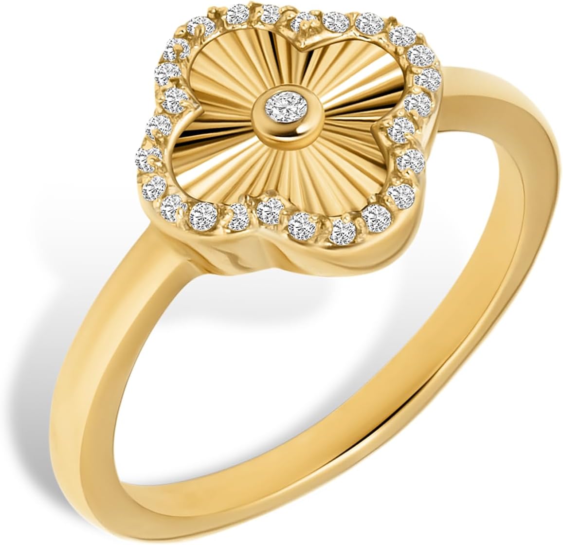 Amazon.com: Electric Picks Icon Clover Ring – 14kt Gold Plated Yellow ...