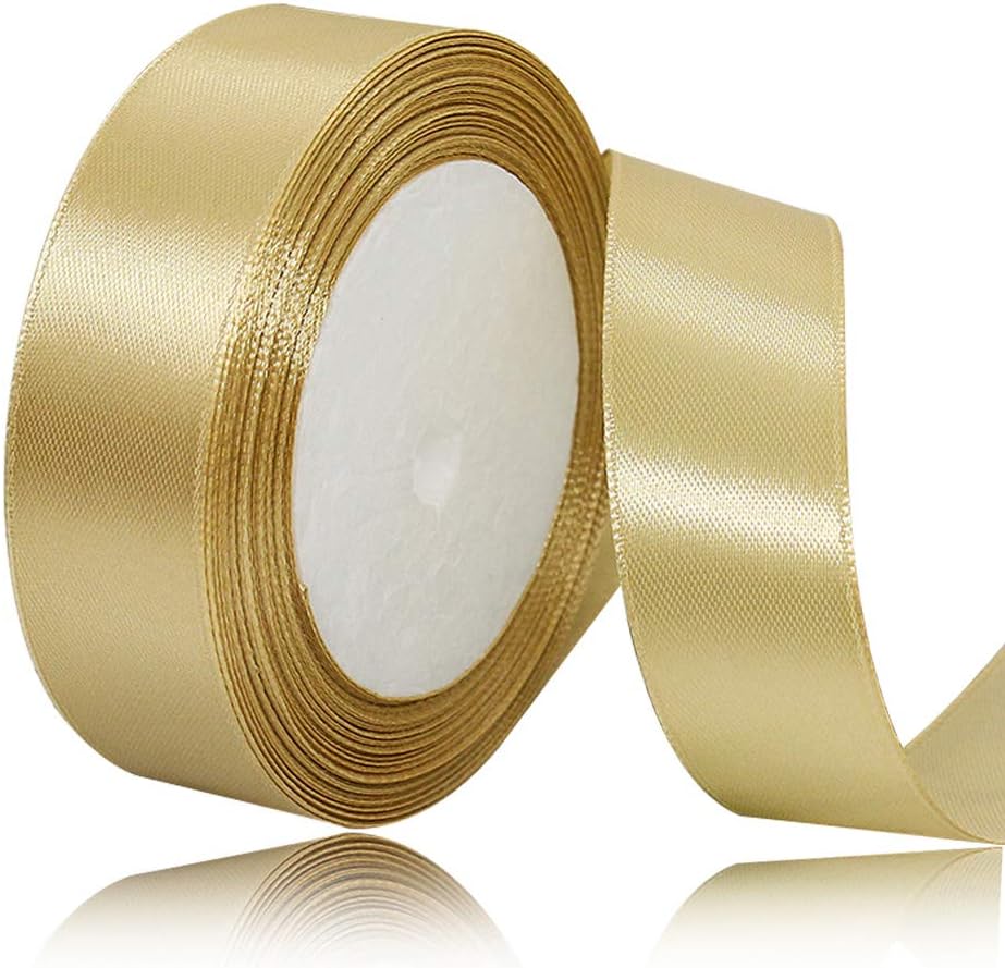 Amazon.com: 3 Rolls 3/8 Inch Gold Ribbon, Gold Satin Ribbon Thin Gold ...