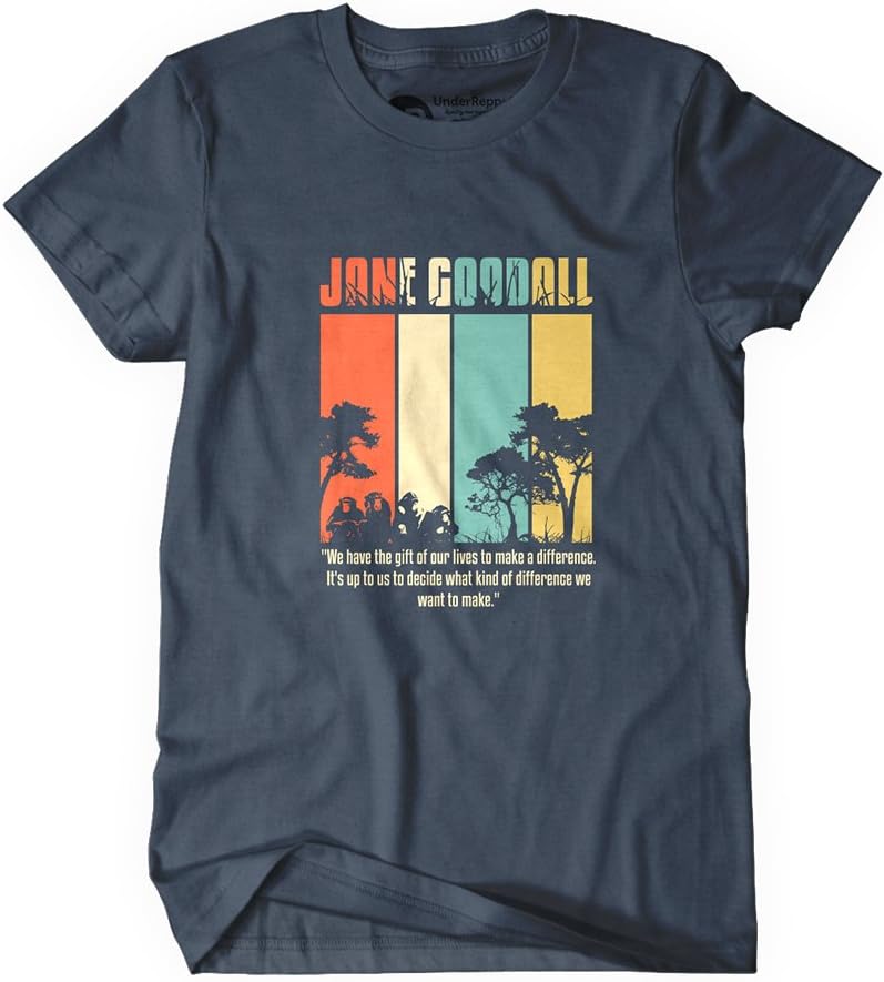 Amazon.com: Jane Goodall "Difference" Crew Neck T-shirt By UnderRepped ...