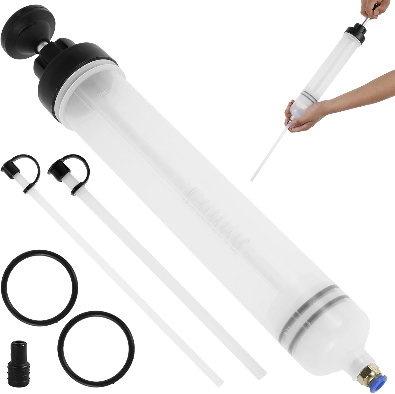 Tcwhniev 500cc Portable Fluid Extractor Pump with Dual Syringes