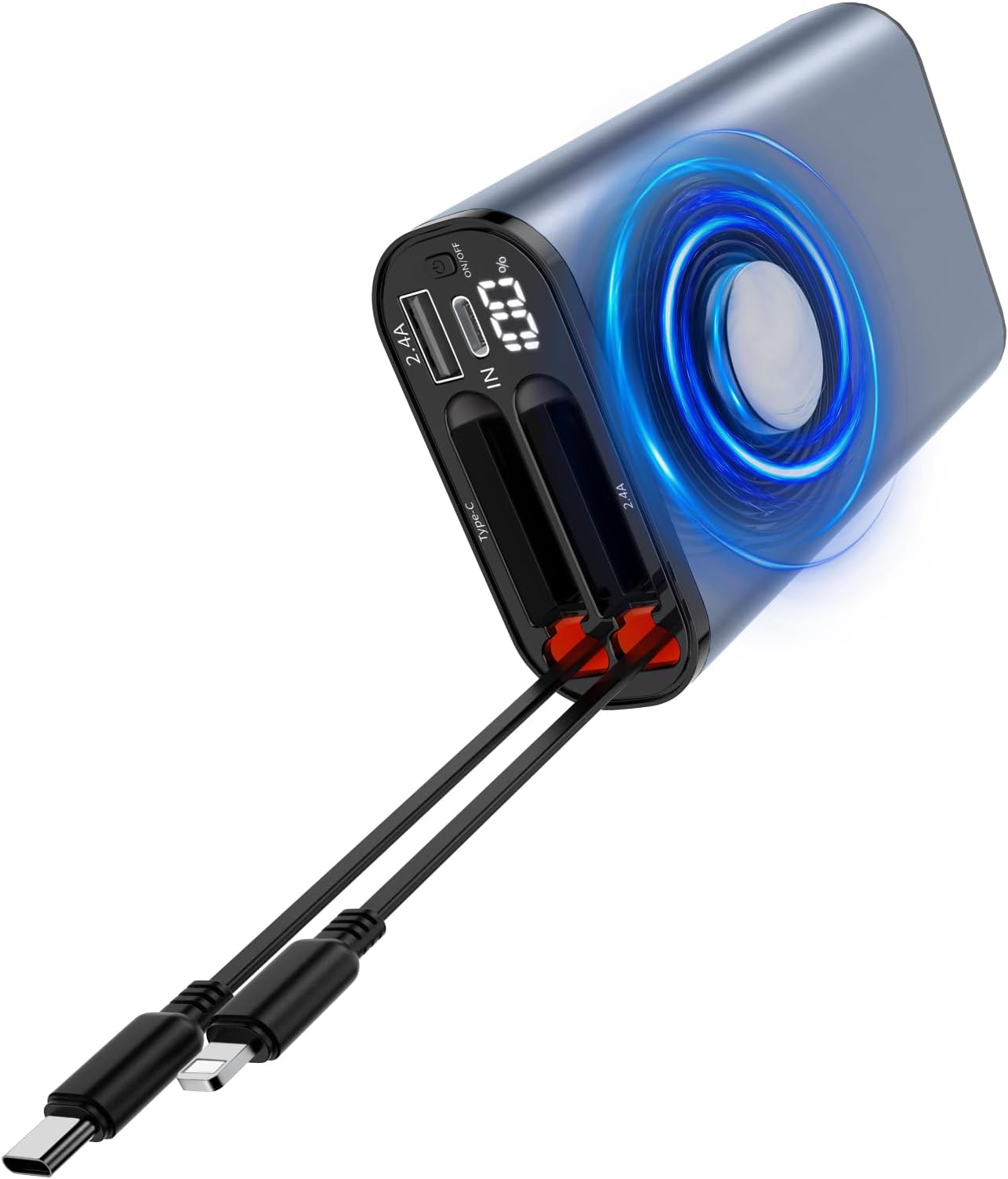 Amazon.com: Retractable Portable Charger, 10000mAh Fast Charging Power ...