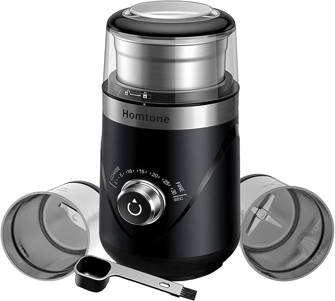 Homtone Coffee Spice Grinder Wet Dry with 2 Bowls, Adjustable Precision ...