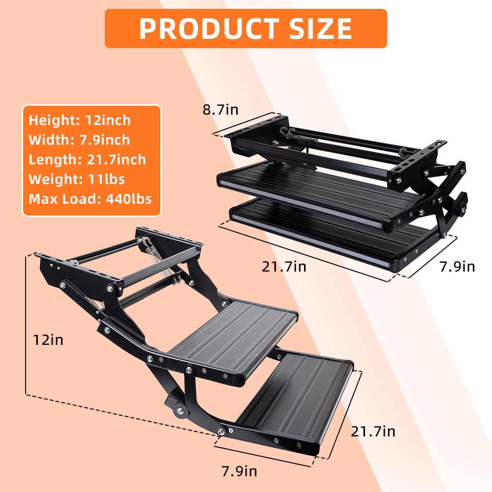 Snapklik.com : Homeon Wheels RV Camper Steps Compact One-Hand Expand Or ...