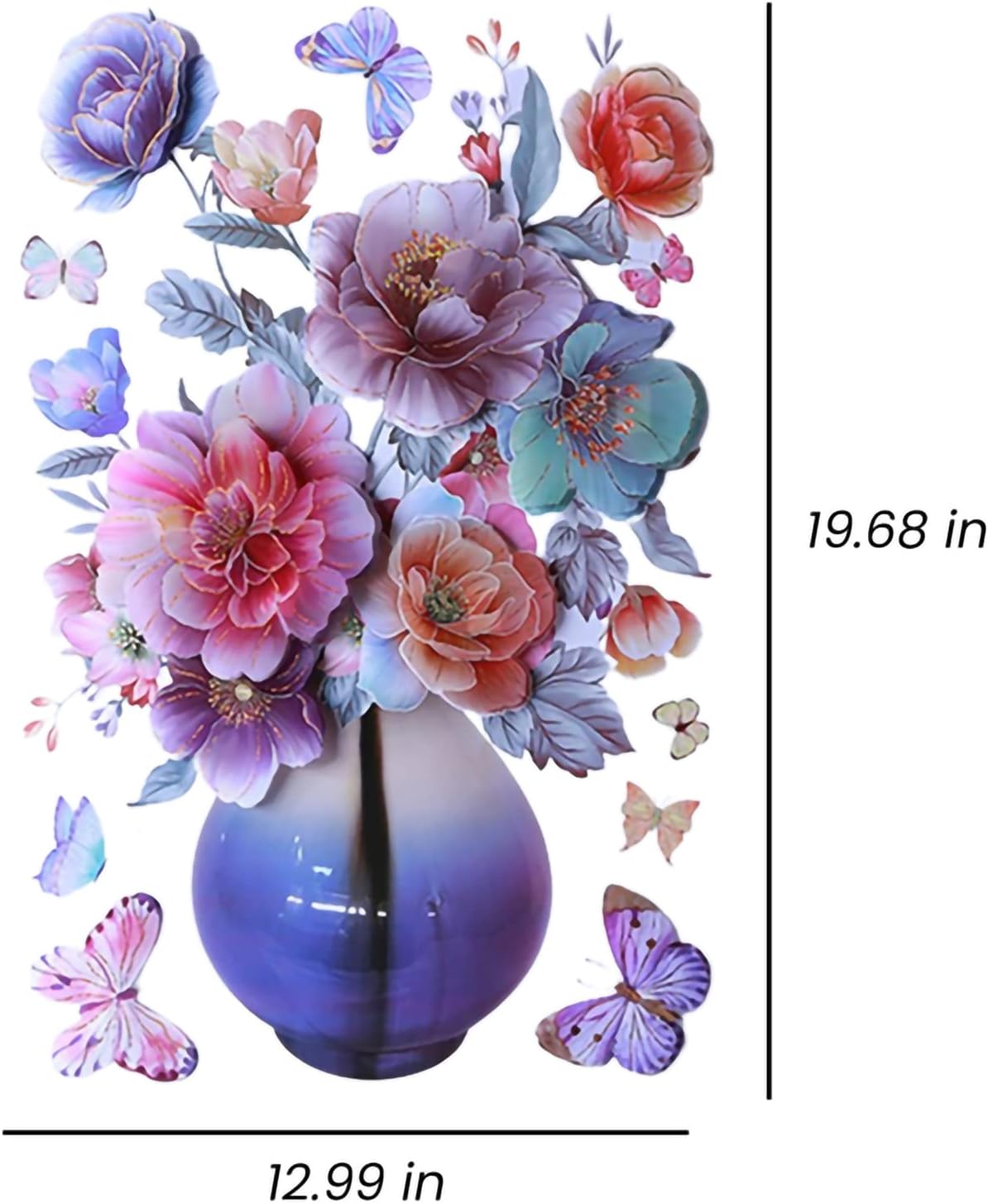 Jztacn Pegatinas de pared de jarrón 3D pétalos de varias capas ...