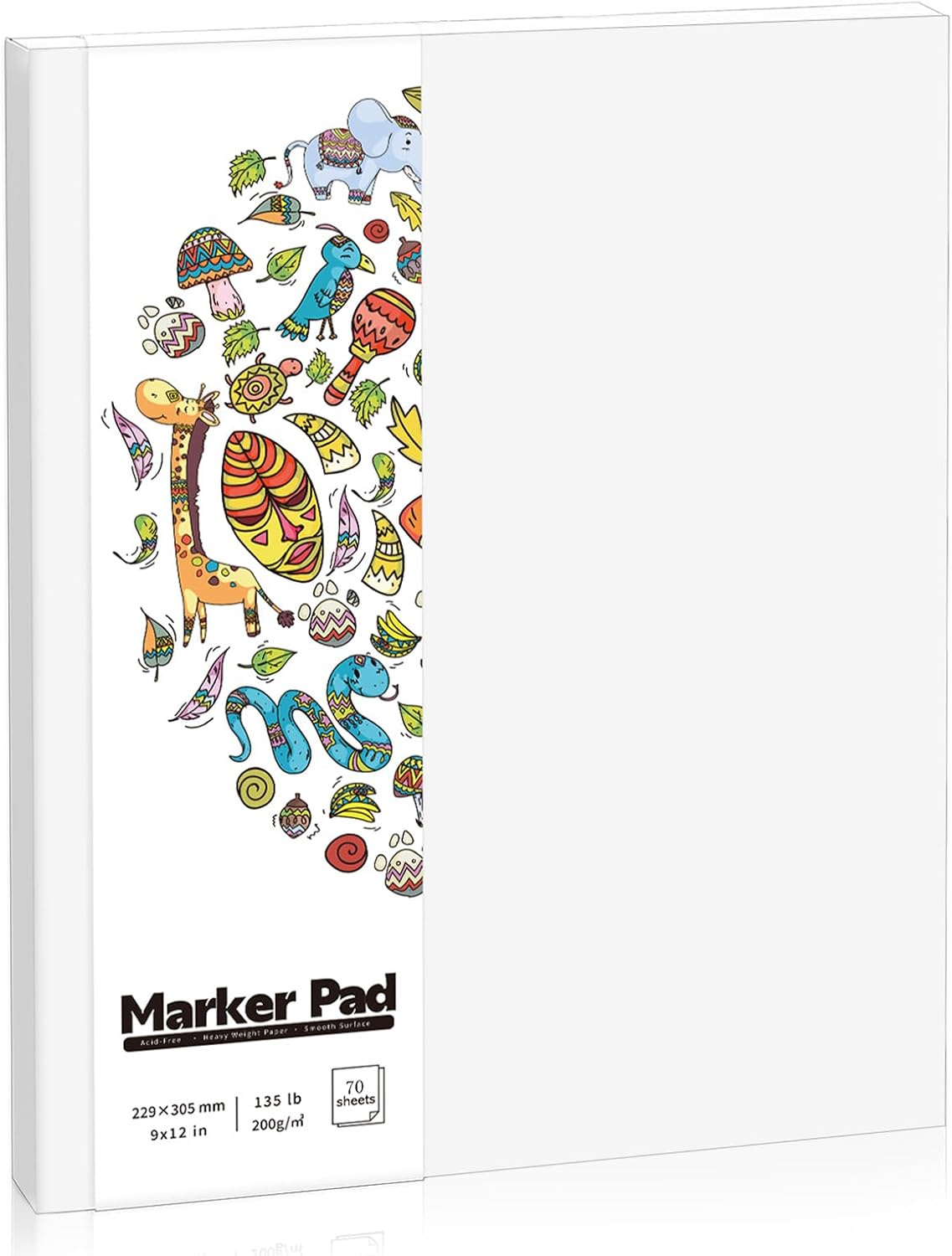 Prudiut 135lb/200gsm Marker Paper Pad, 70 Sheets Double Sided ...