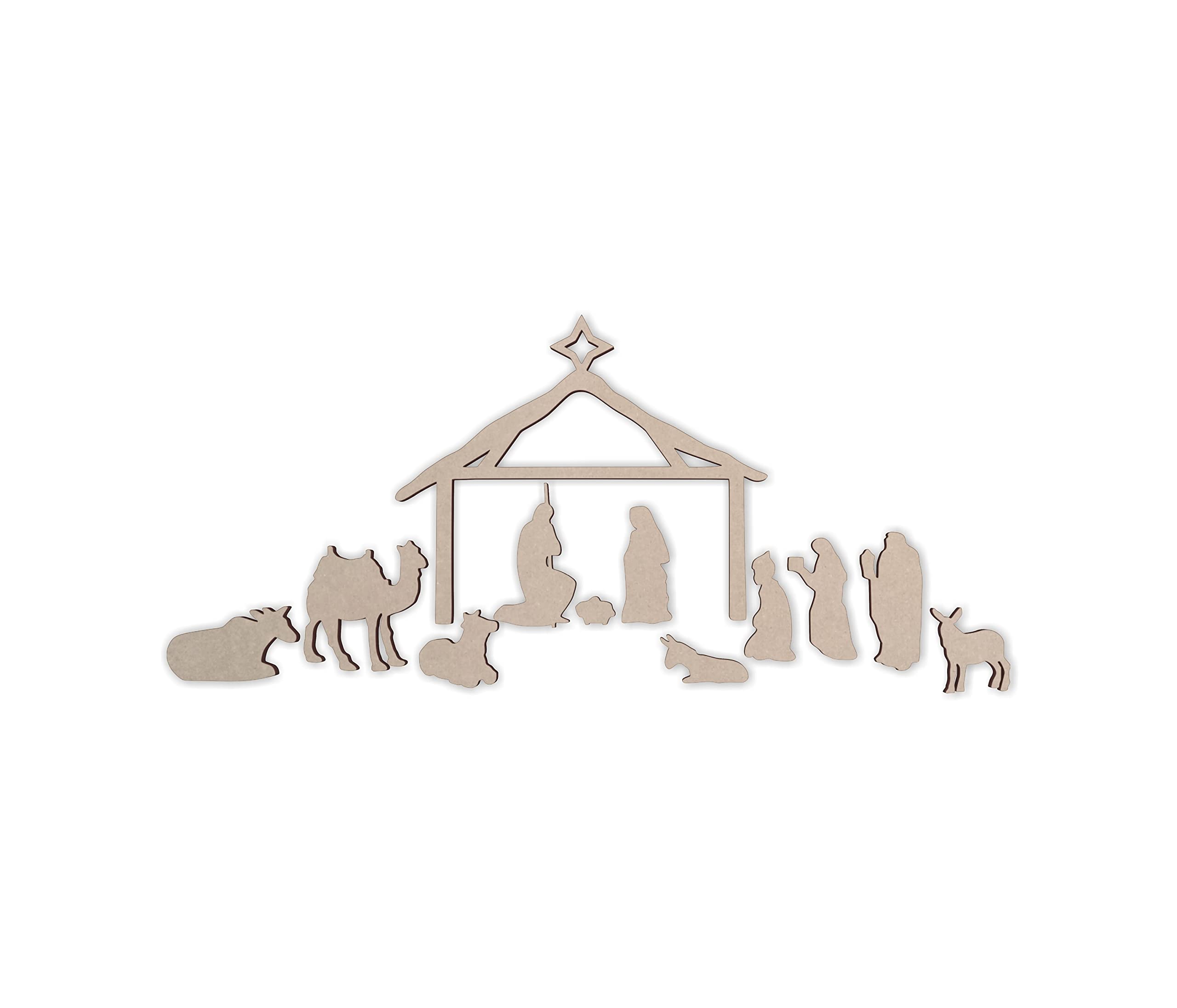 Nativity Scene In The Wood Cutouts Christmas Nativity Stable Scene MDF