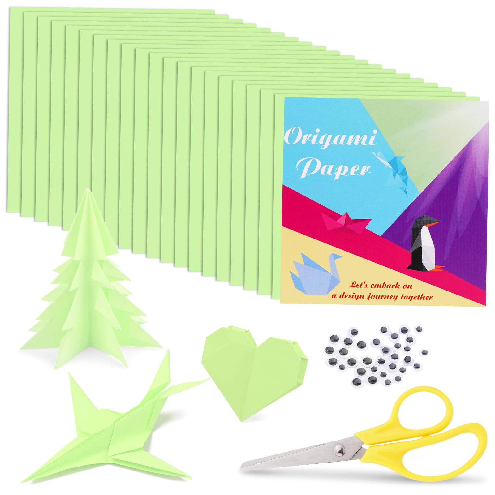 Snapklik.com : Origami Paper,200 Sheets Green Double Sided Origami ...