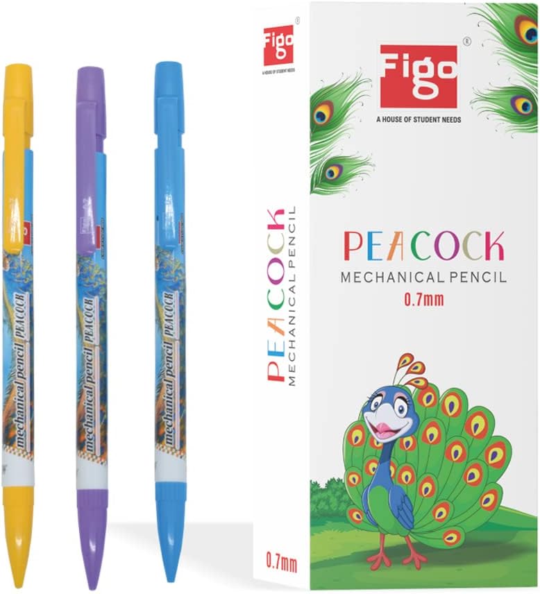 Figo Peacock 0.7 Mechanical Lead Pencil with 20 Free 0.7mm leads (Pack ...