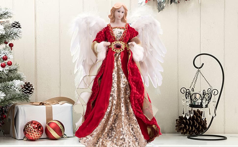 Redhead Angel Tree Topper Adorable Macaroni Angel Ornament