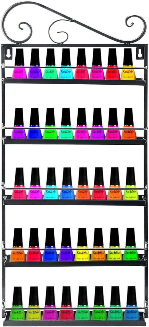 YUDA Nail Polish Storage Organiser Metal Nail Varnish Holder 5 Tiers ...