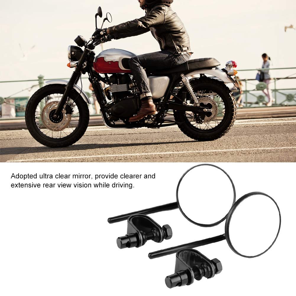 Black Vintage Round Shape Reflective Modified Rear View