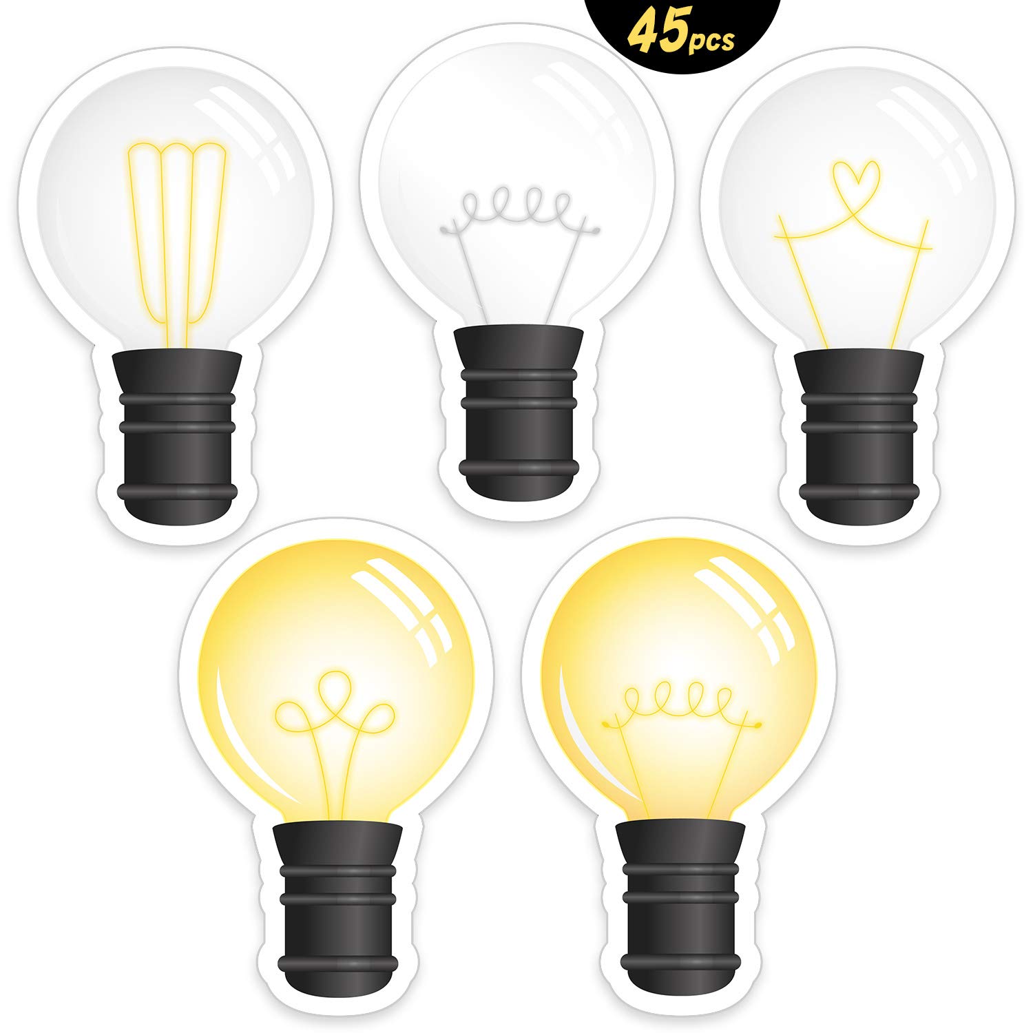 Buy 45 Pieces Industrial Chic Light Bulbs Cut-Outs Rustic Colorful ...