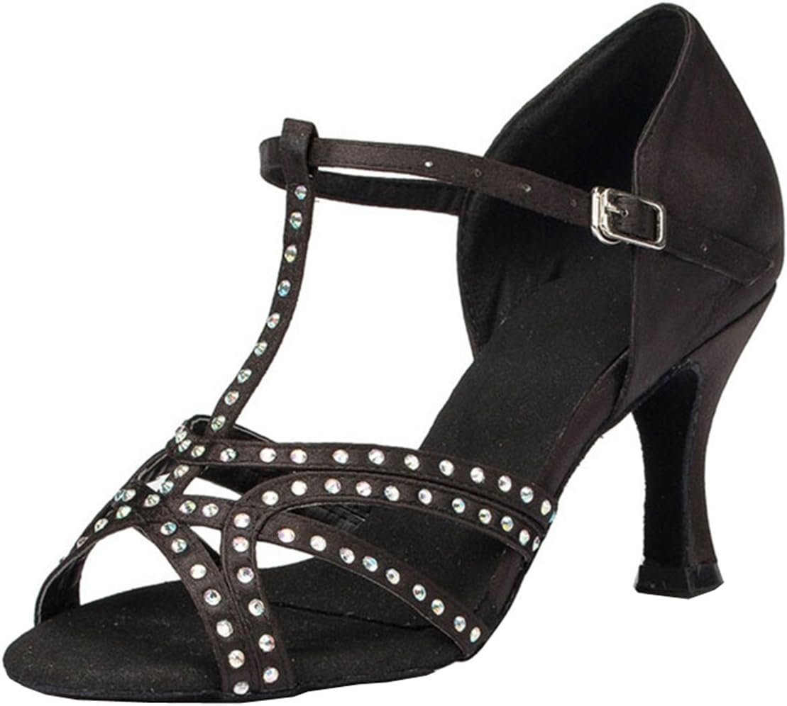 Amazon.com | ZengyeZoo Comfortable Dancing Heels for Women Satin Party ...
