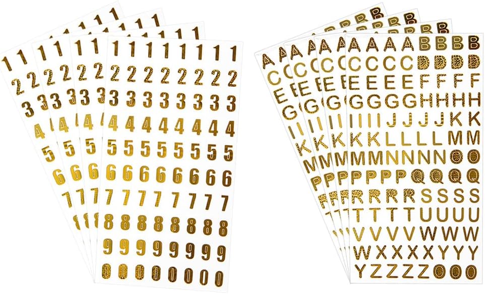 Amazon.com: 8 Sheets Number Letter Stickers 0 to 9 Number Stickers A to ...