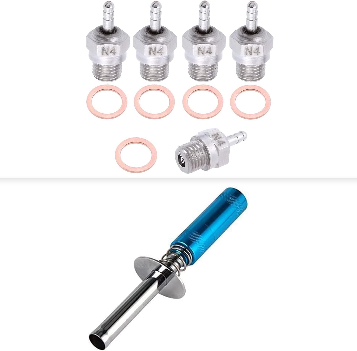 Amazon.com: HobbyPark RC Glow Plug Igniter & Glow Plugs No.4 N4 (5-Pack ...