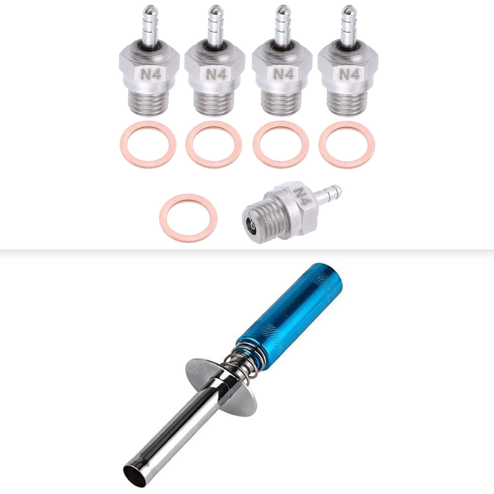 Amazon.com: Hobbypark RC Glow Plug Igniter & Glow Plugs No.4 N4 (5-Pack ...