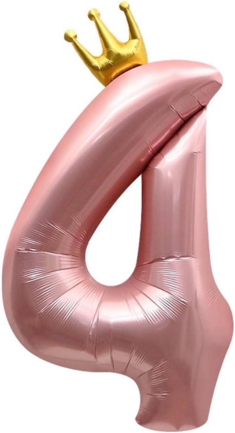 Amazon.com: 40 Inch Light Pink Number 4 Balloons With Crown, Large Foil ...