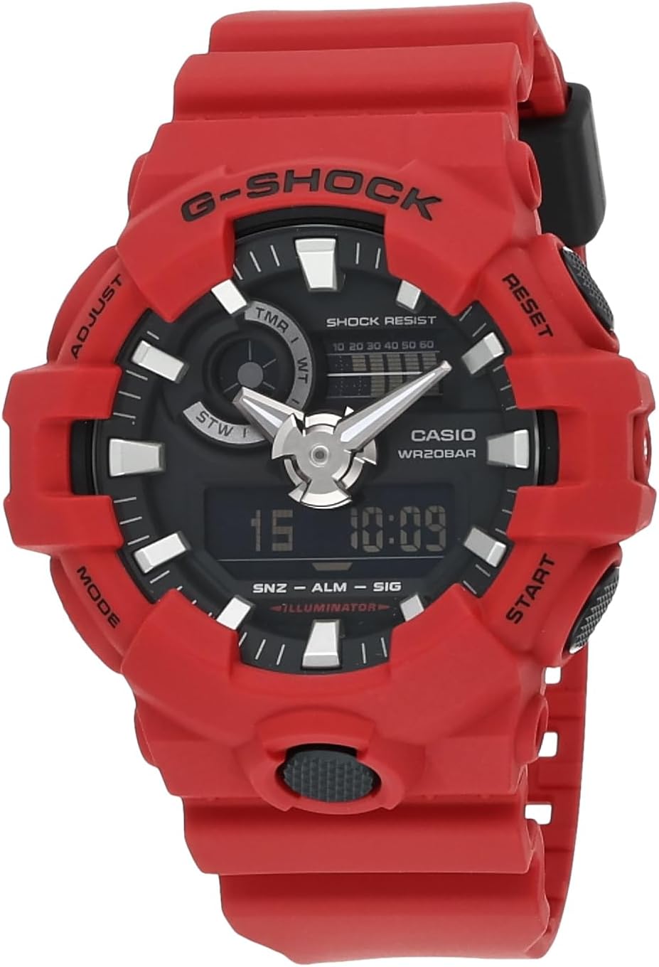 CASIO Men's G-Shock Analog and Digital Watch, Red/Black Dial, Red Band ...