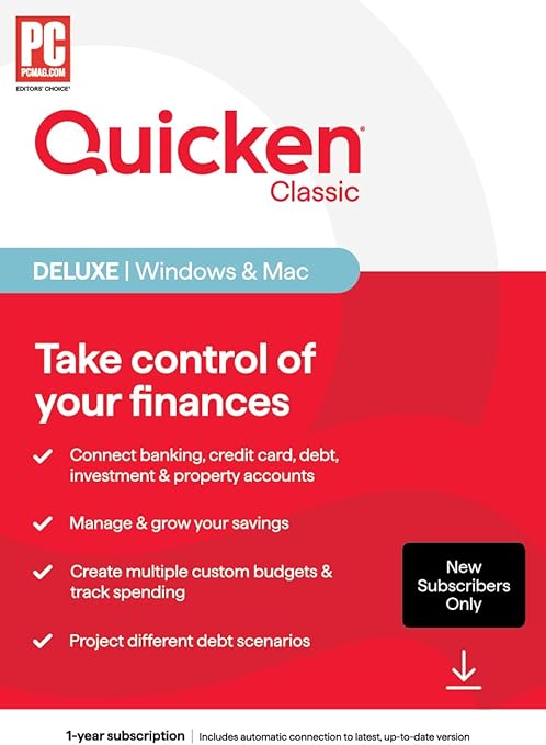 Amazon.com: Quicken Classic Deluxe for New Subscribers| 1 Year [PC/Mac ...