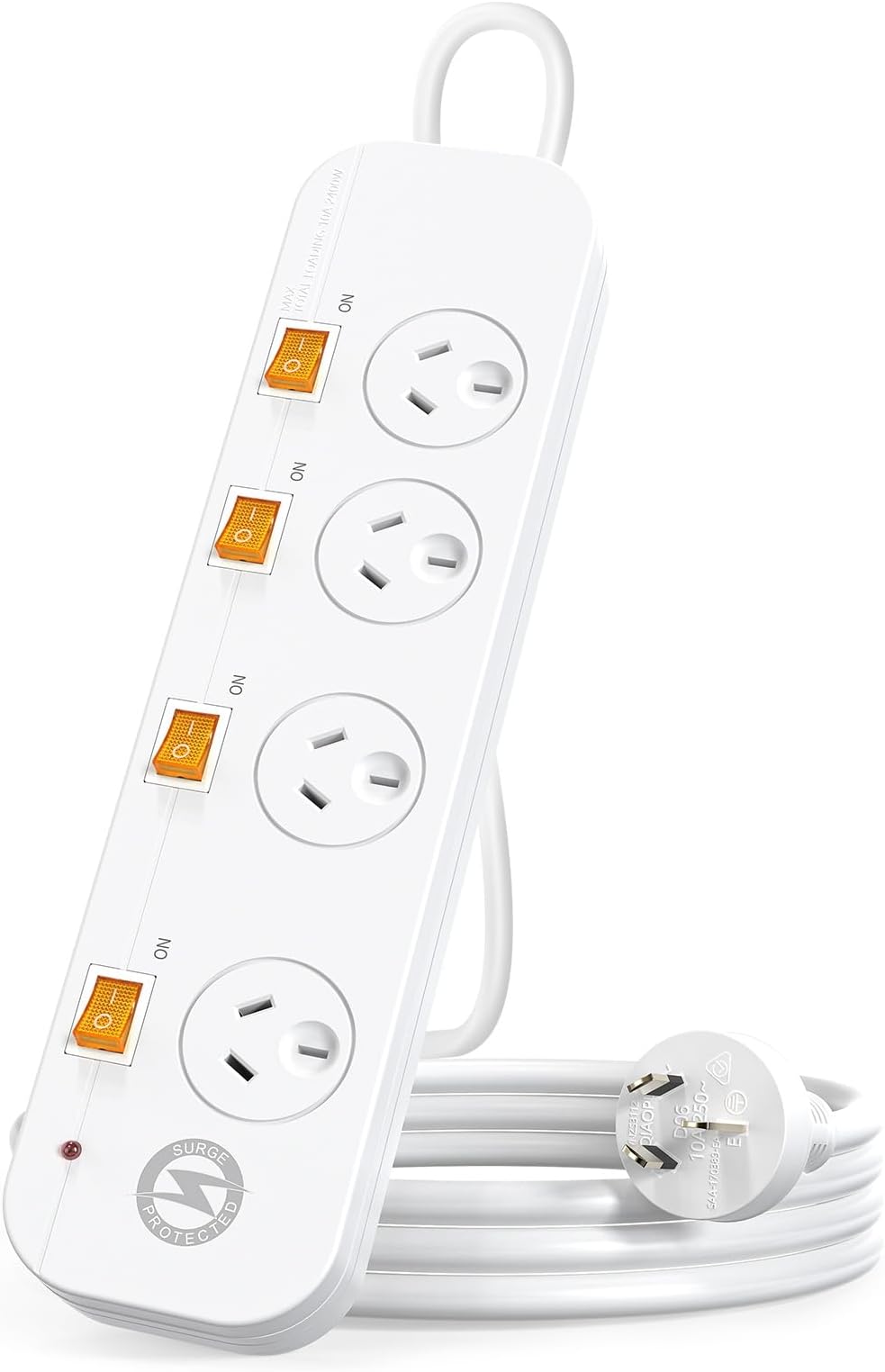Addtam Power Board Surge Protected with Individual Switch, Powerboard ...