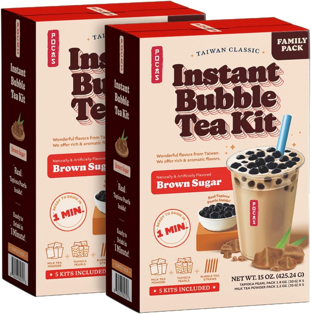 Amazon.com : Pocas Bubble Tea Kit, Brown Sugar 2-Pack – Instant Milk ...