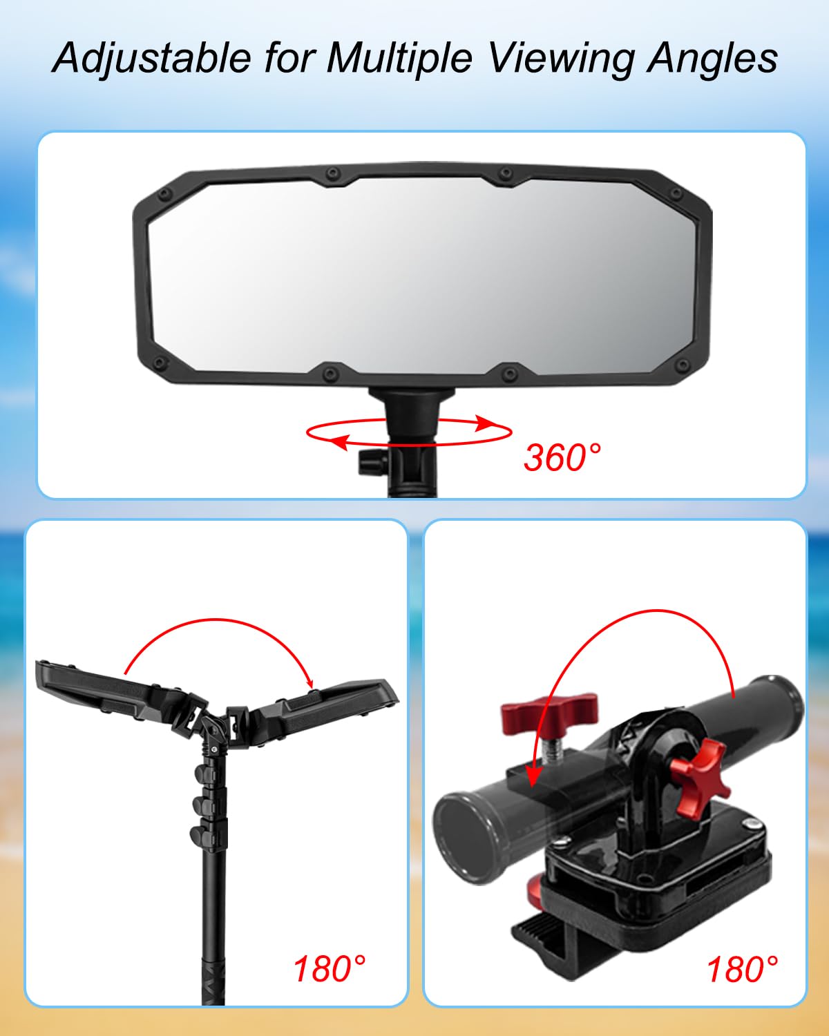 Snapklik.com : Pontoon Boat Rear Mirror, 4.7" X 11.2" Extra Large Boat ...