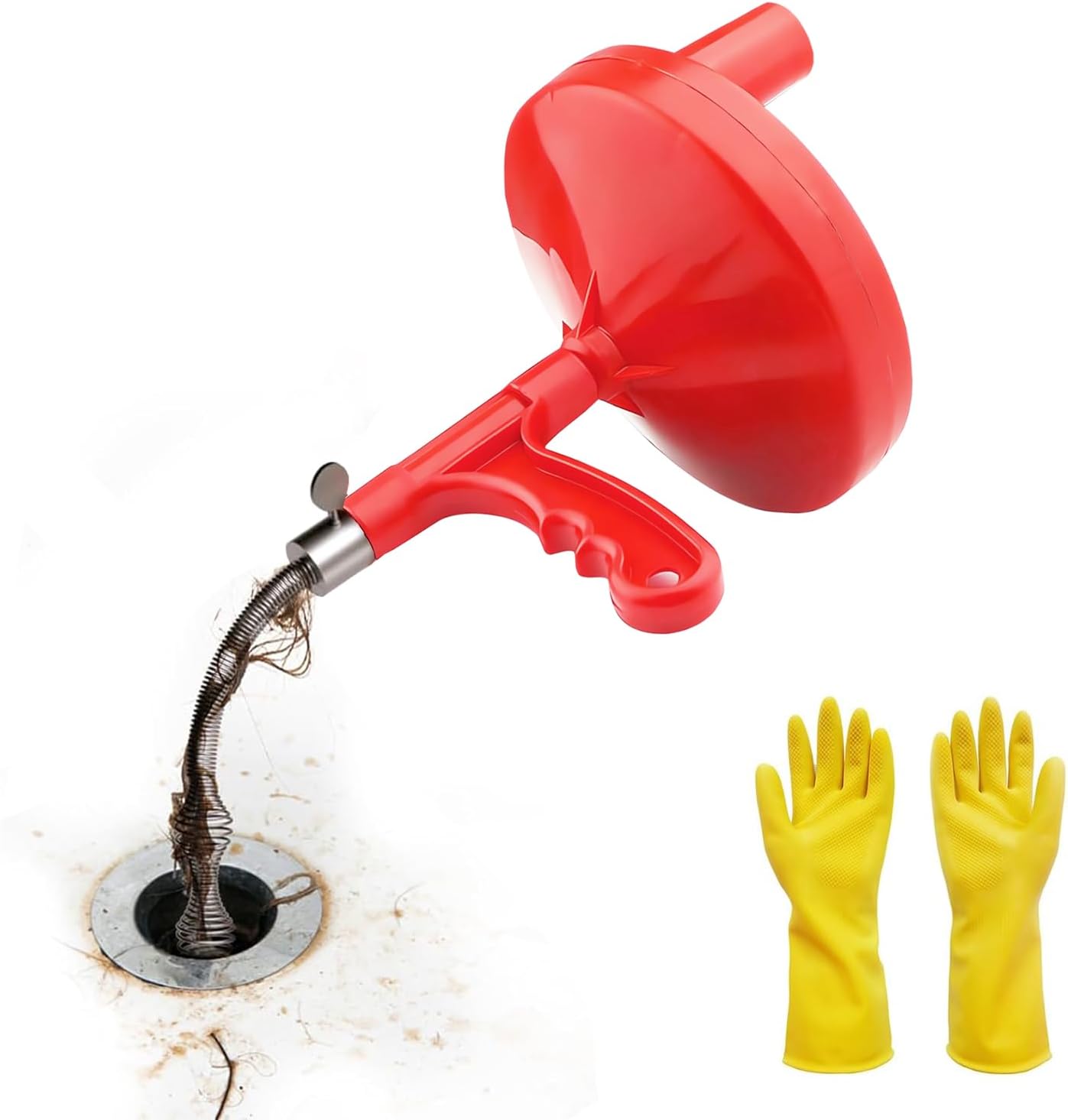 Heavy Duty Plumbers Snake, 7.7m Plumbing Snake Drain Auger, Hair Clog ...