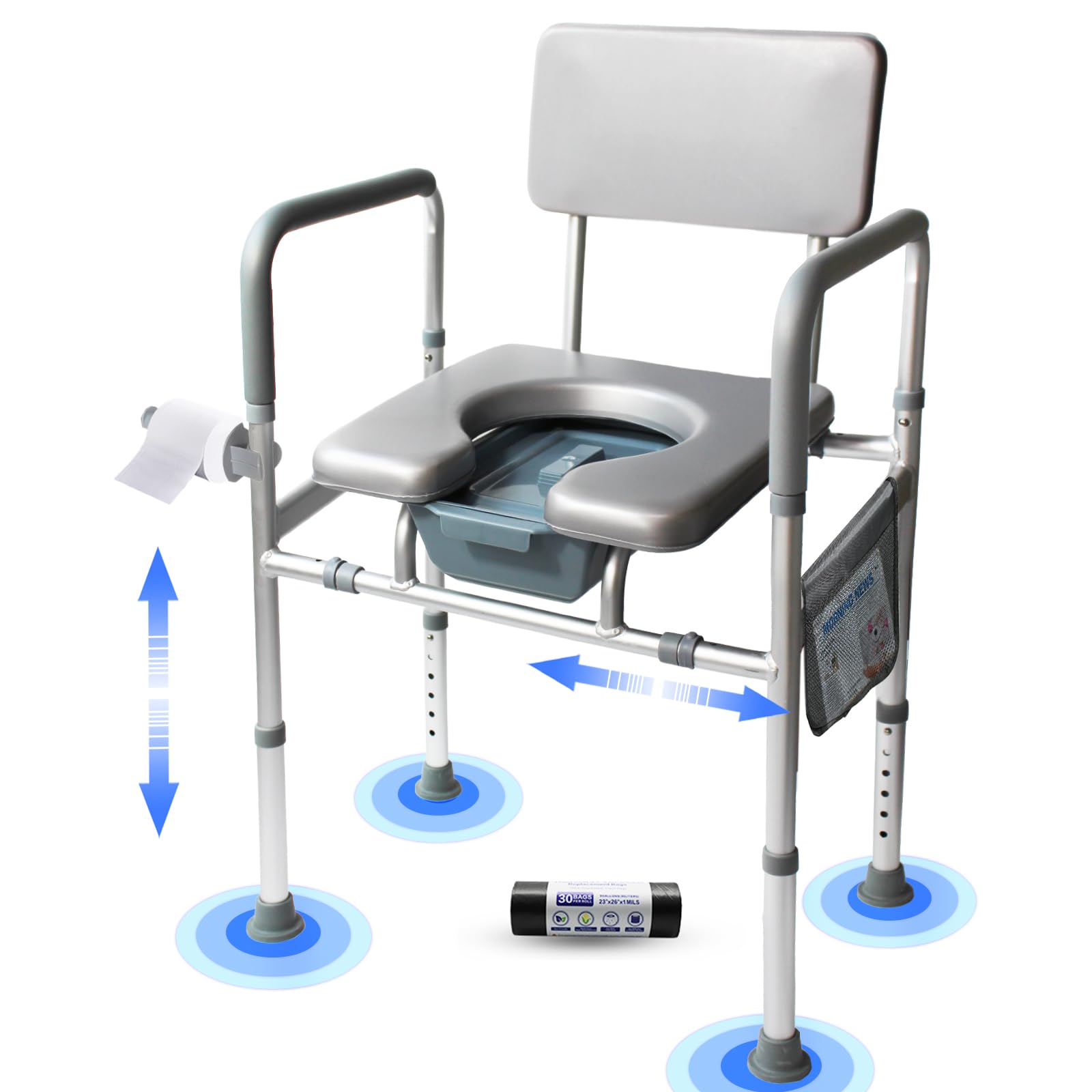 Amazon.com: NexusSmash Bedside Commode with Padded Seat Holds up to ...