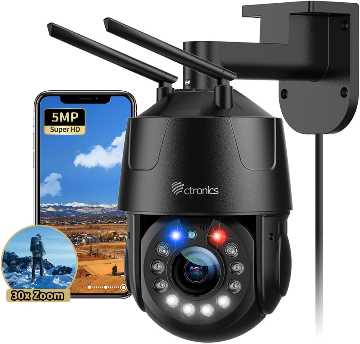Ctronics 5MP 30X Optical Zoom Metal CCTV Security Camera WiFi Outdoor 2 ...