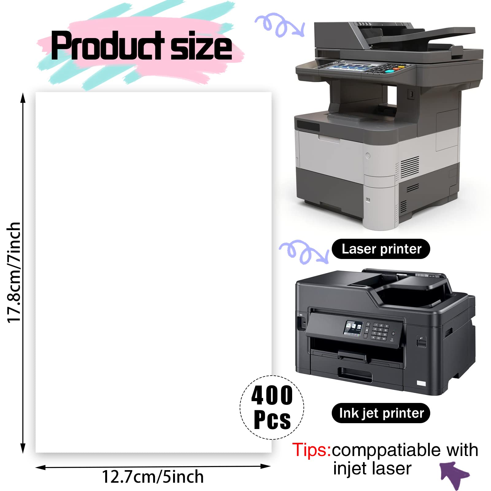 Snapklik.com : 400 Pack 5x7 Cardstock Paper, 80lb White Cardstock Thick ...