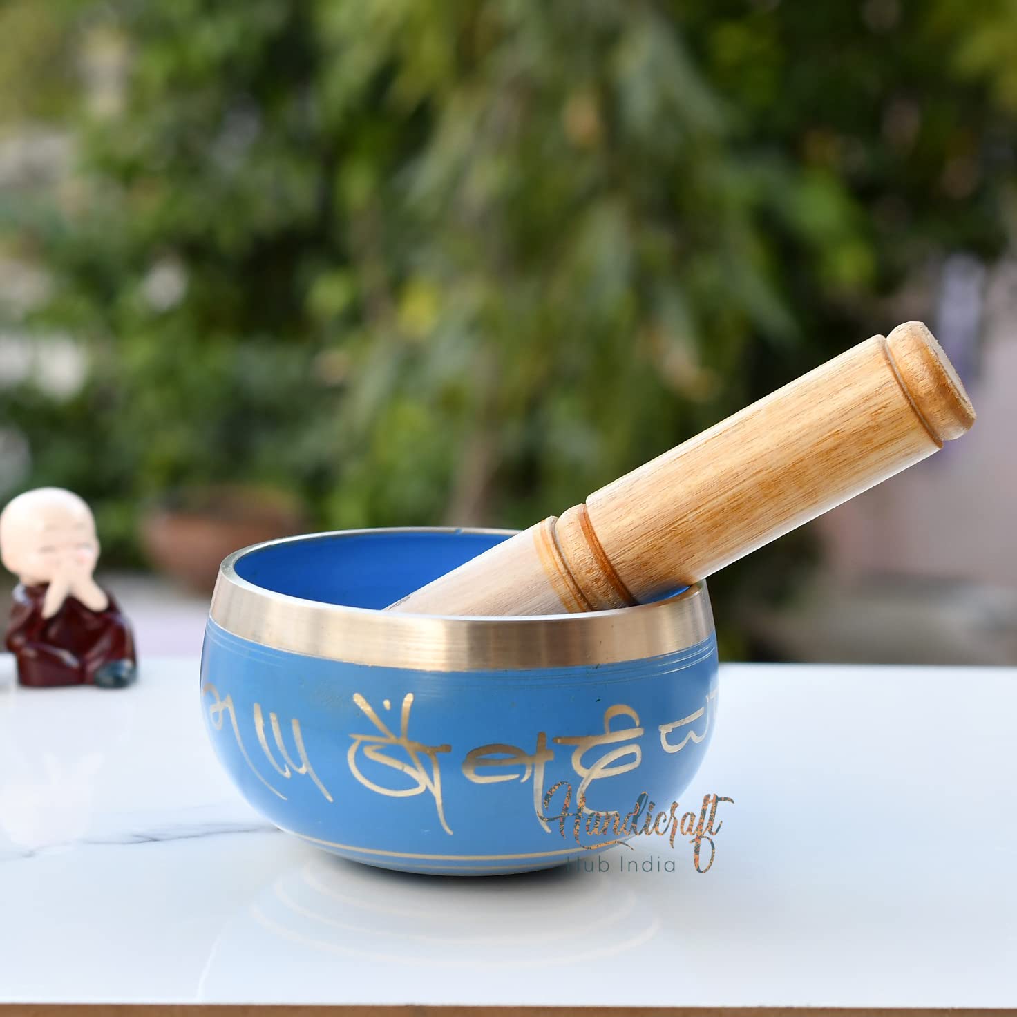 Handicraft Hub India Singing Bowl Prayer Instrument with Wooden Stick ...