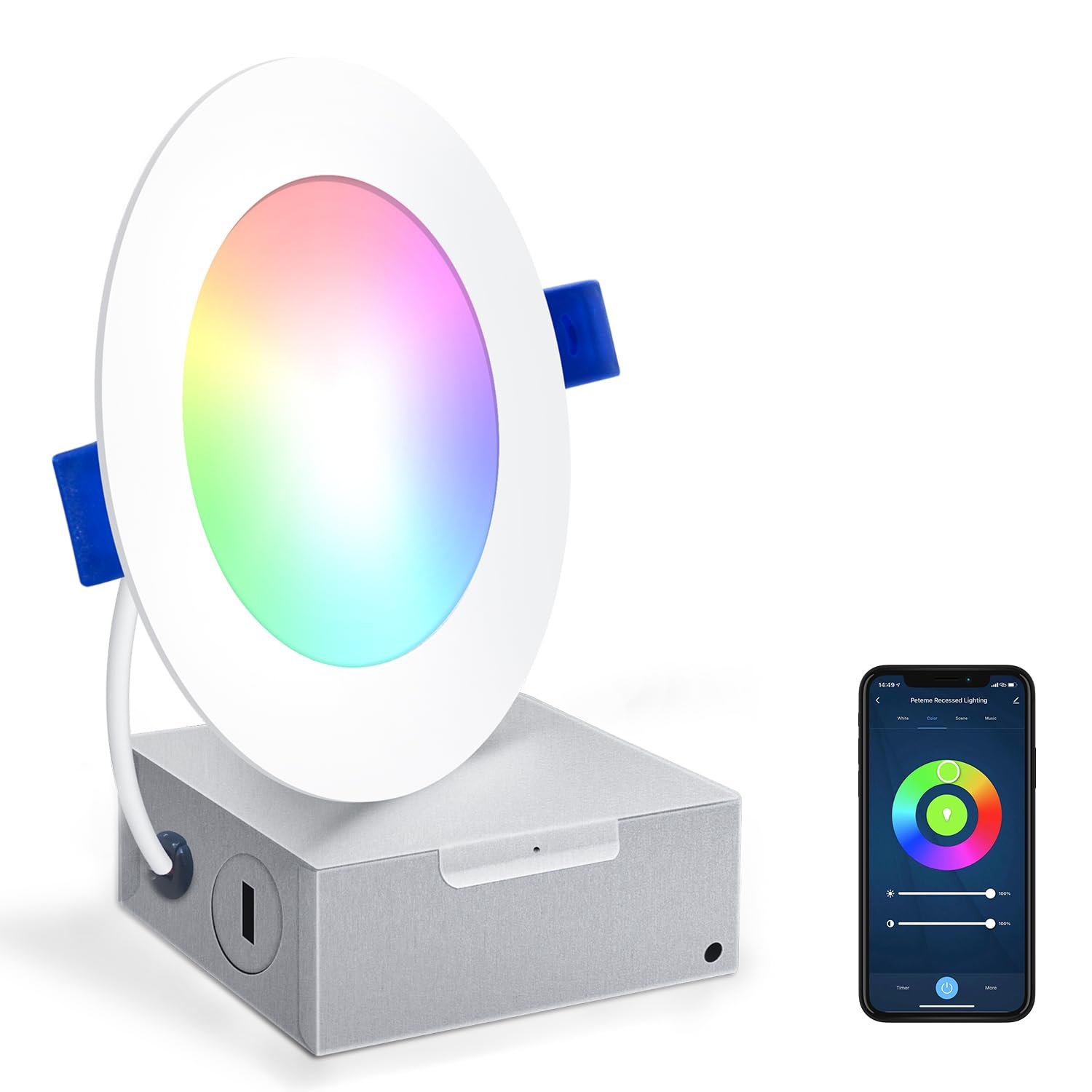 Peteme Recessed Lighting 4 inch - Smart Soffit Light - Bluetooth LED ...