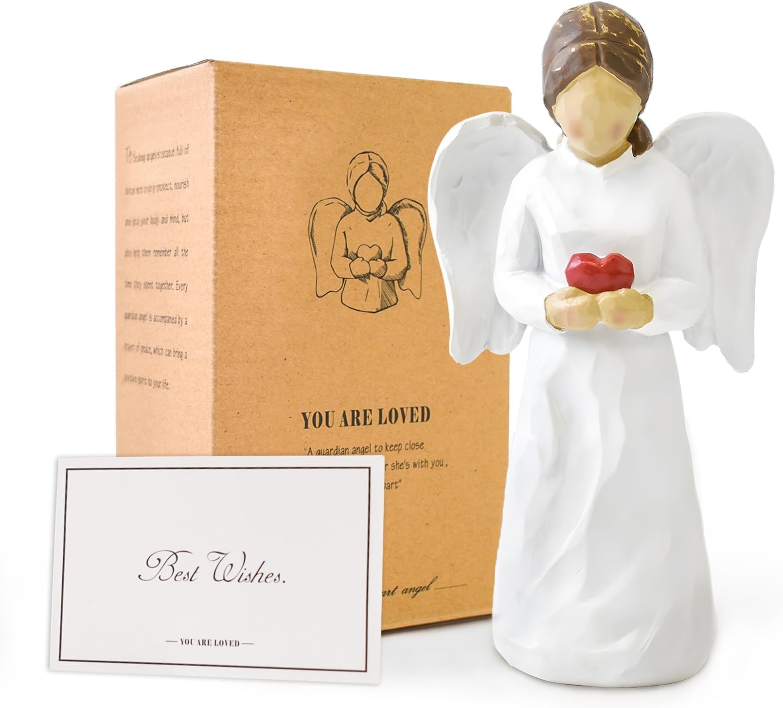 Amazon.com: Praying Angel Figurine Hand Craved Guardian Angel Sculpture ...