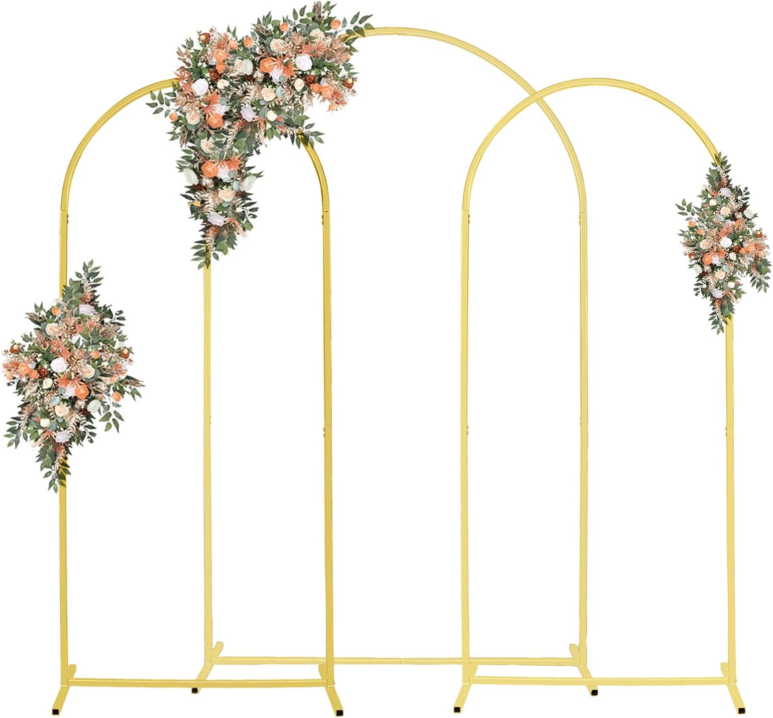 Amazon.com: Tandefio 3 Sets Gold Metal Wedding Arch Arched Backdrop ...
