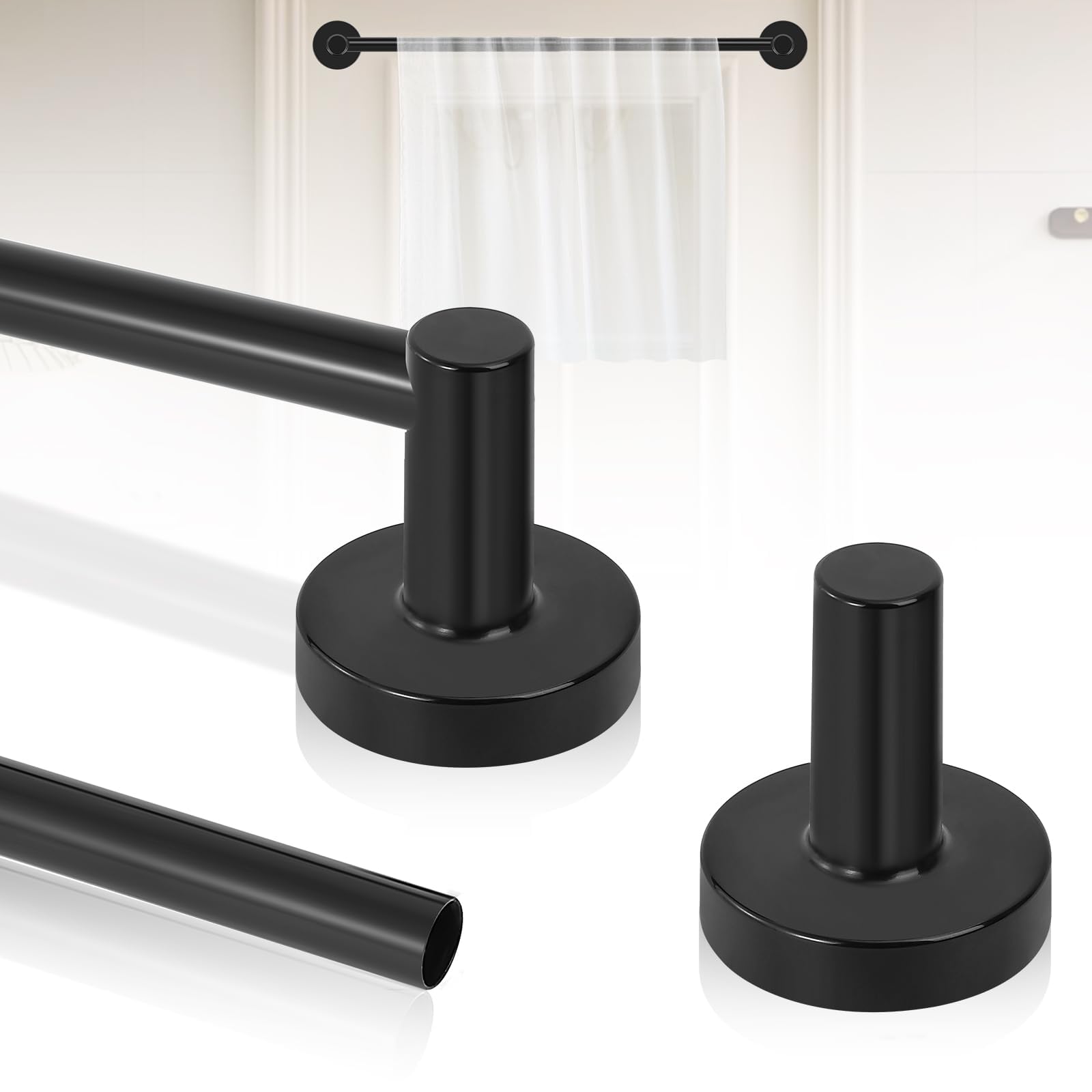 Amazon.com: HTZON 2Pack Black Magnetic Curtain Rod,Magnetic Curtain Rod ...