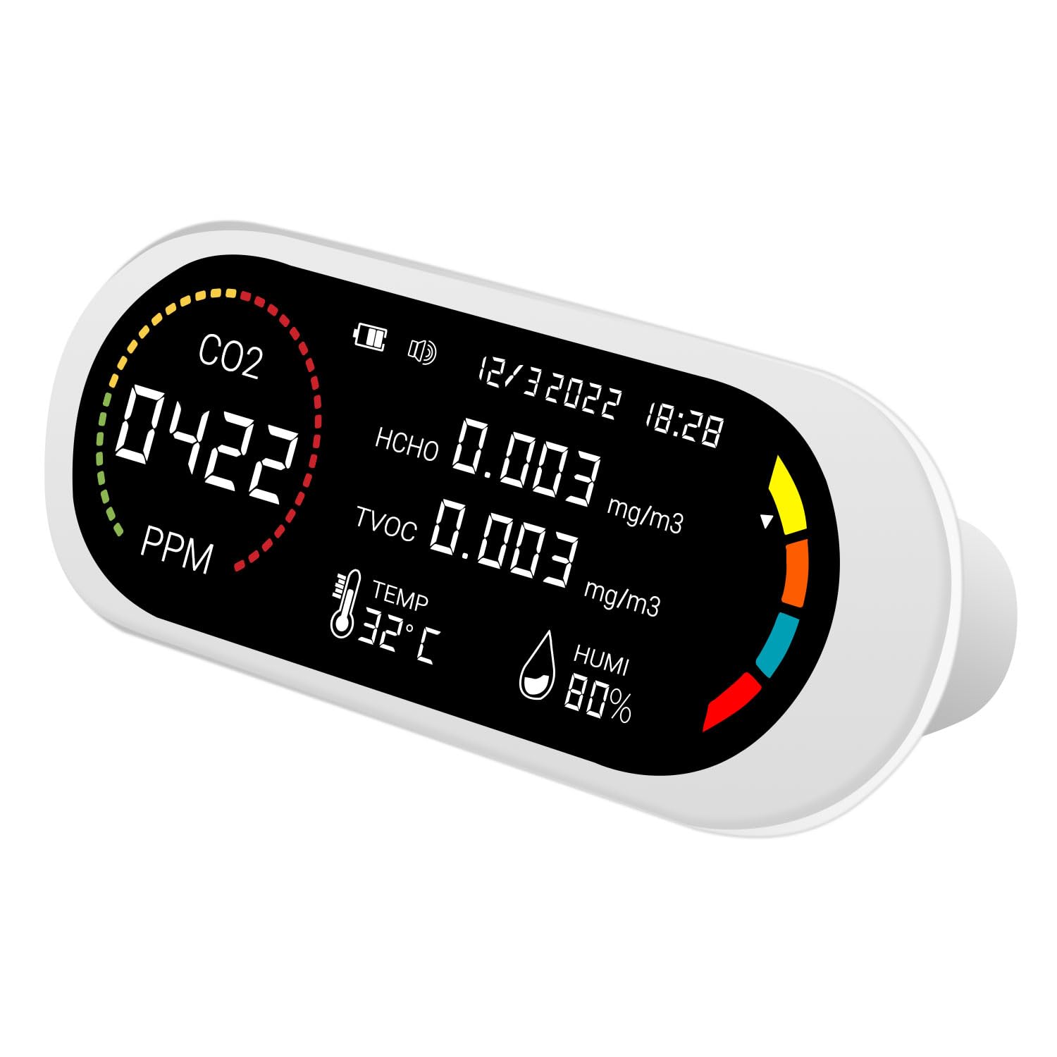 Air Quality CO2 Monitor 5-in-One Indoor CO2 Detector ...