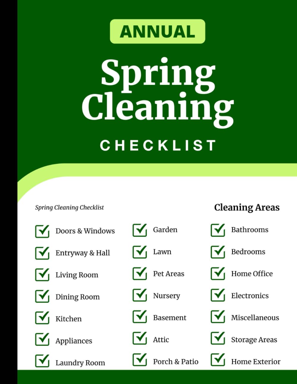 Annual Spring Cleaning Checklist: Seasonal Household Chores Organizer ...