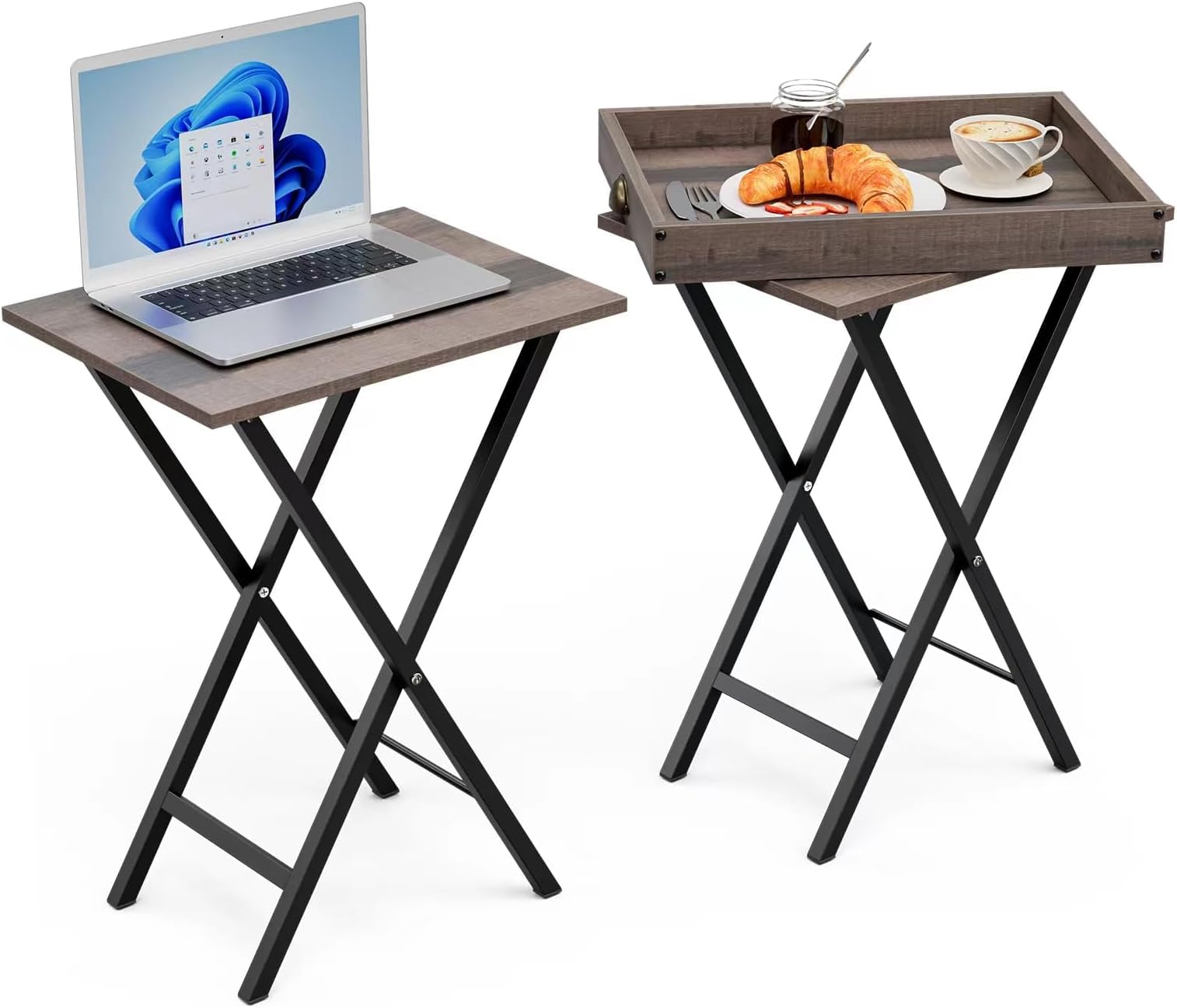 Amazon.com: IBUYKE Foldable TV Tray Set of 2 TV,End Table with ...