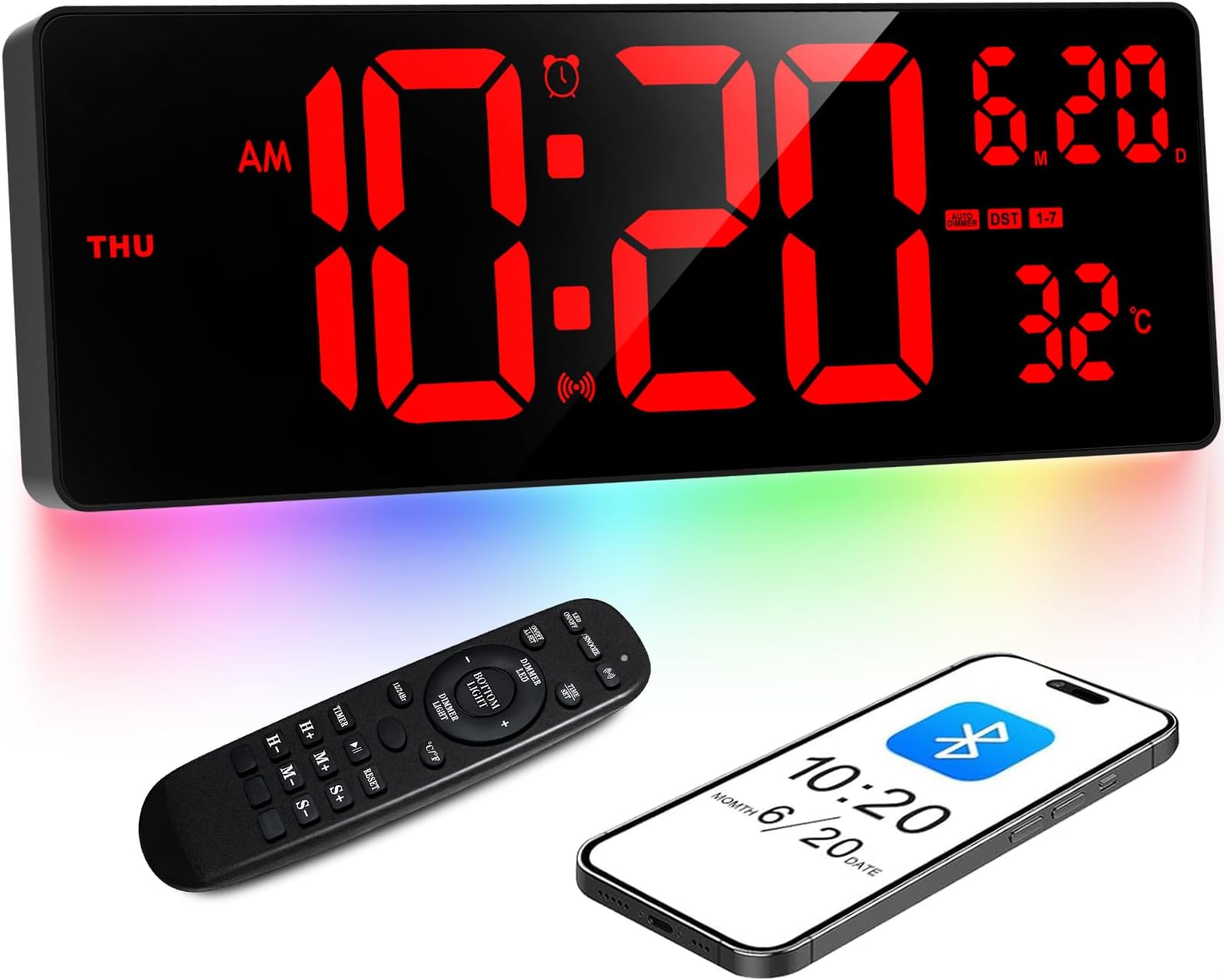 Amazon.de: CHKOSDA LED Uhr Digitale Uhr Große Wanduhr mit 18-Zoll-LED ...