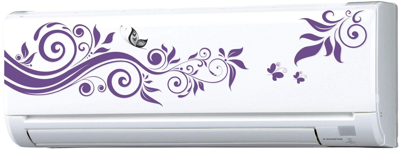 Decals Creation Vinyl AC Stickers Blue Flowers Air Conditioner Sticker ...