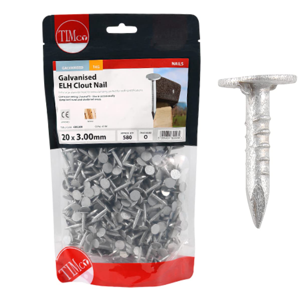 TIMCO Galvanized ELH Clout Nails - 20 x 3.00 - Extra Clamping - Perfect ...