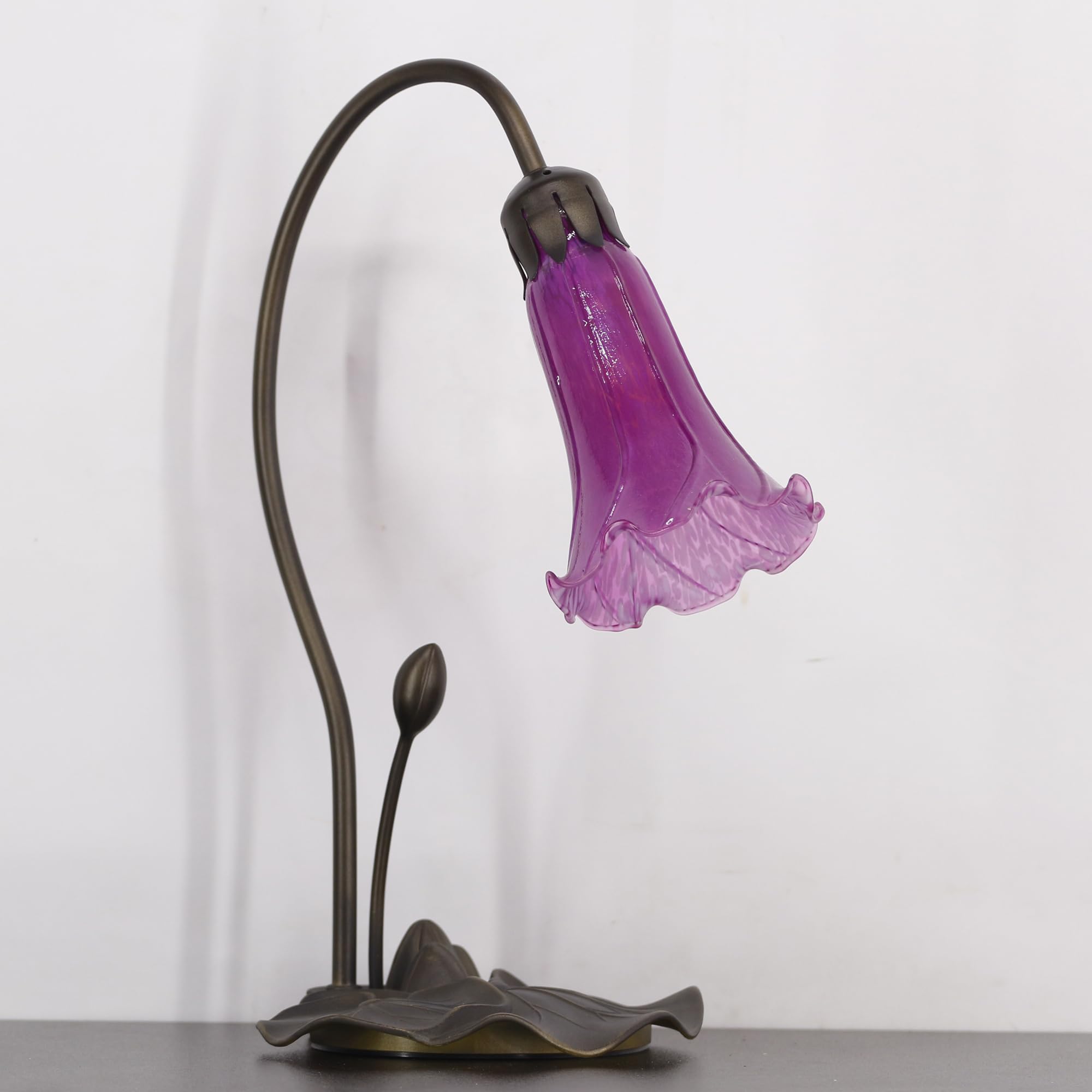 Purple Glass Flower Lamp Shade Tiffany Stained Glass Table Lamp 12