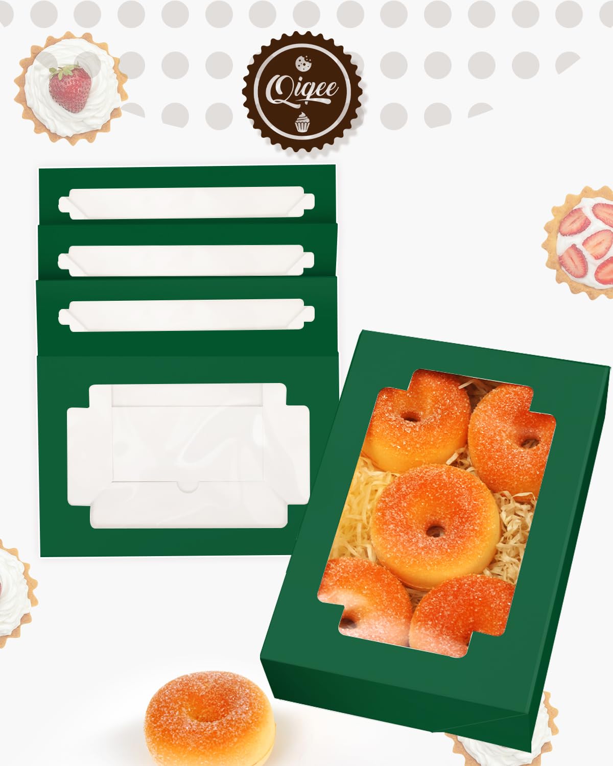 Snapklik.com : Qiqee Deep Green Cookie Boxes For Gift Giving 8x53x2 ...