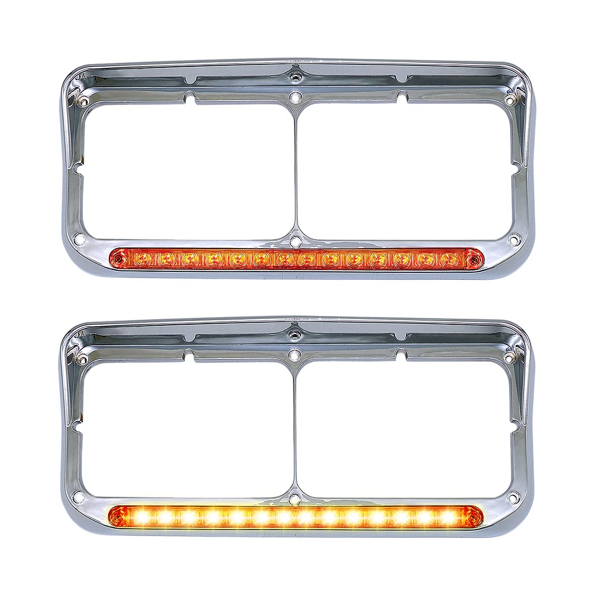 Buy LEAVAN 2x Chrome Headlight Bezels 12" Amber LED Light with Visor ...
