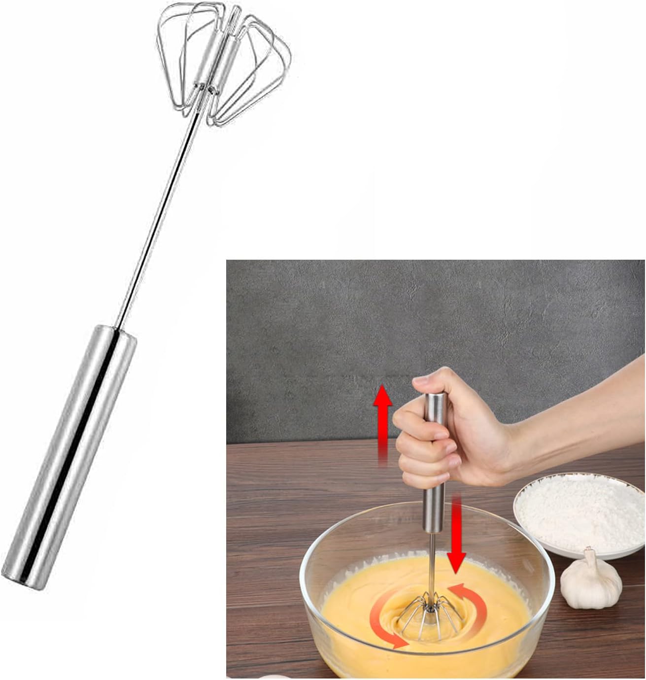 Amazon.com: Egg Whisk, Hand Push Whisk Blender, Stainless Steel Egg ...
