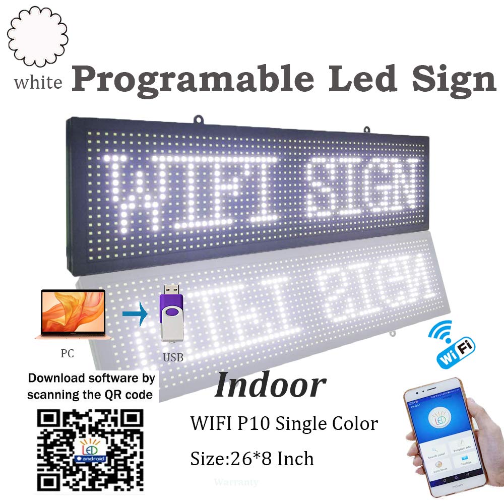 Buy LED Sign, Programmable Single Color Led Signs with P10 mm 26'' x 8 ...