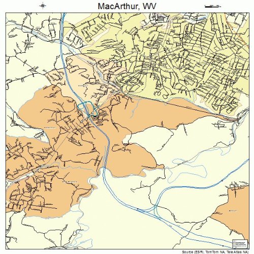 Large Street & Road Map of MacArthur, West Virginia WV - Printed poster ...