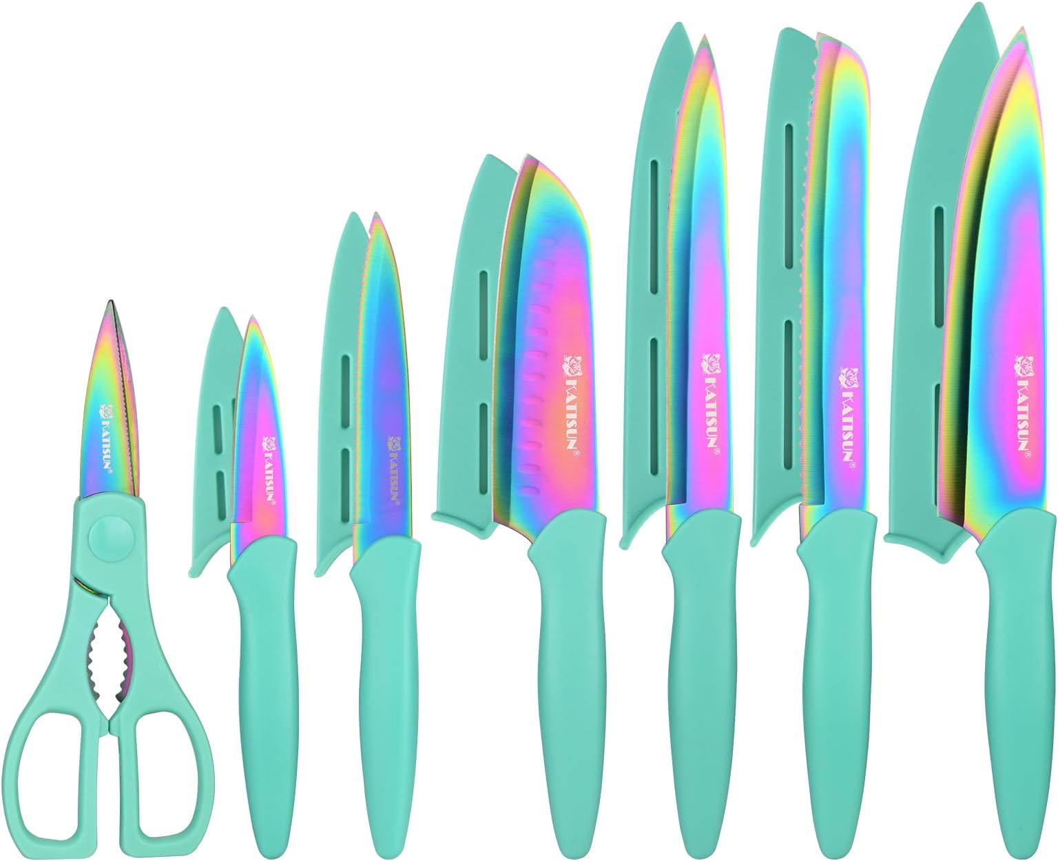 Amazon.com: Rainbow Titanium Knife Set, Non Stick Thick and Sharp ...